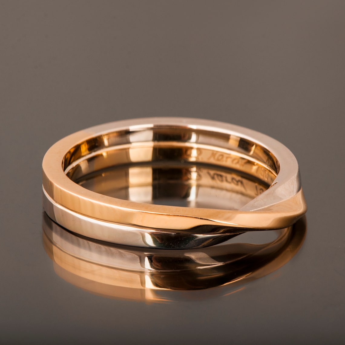 Two Tone Mobius Ring, 18K Rose Gold Mobius Ring, Wedding Ring, Wedding ...