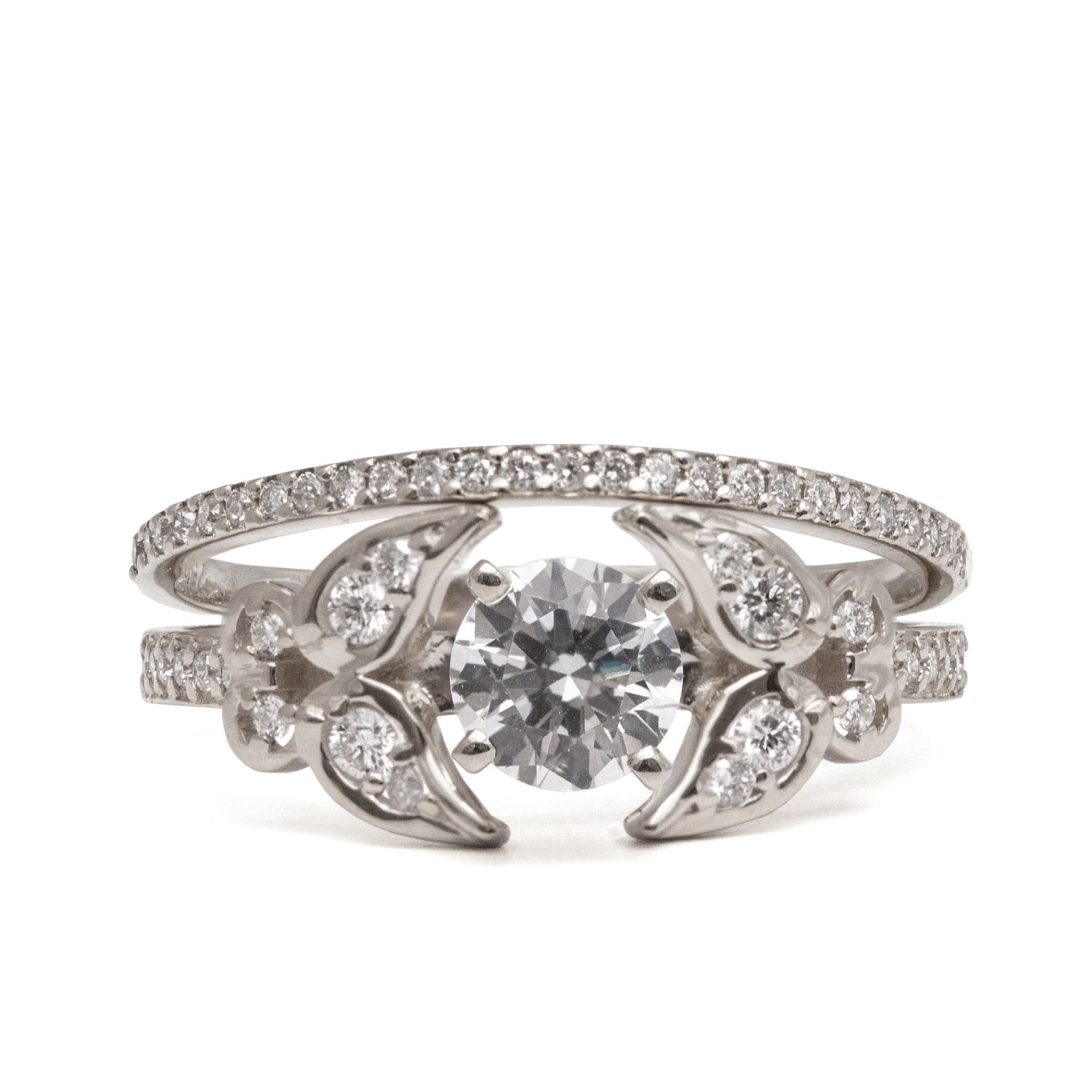 Bridal Set White Gold and Diamond Engagement Ring Diamond - Etsy