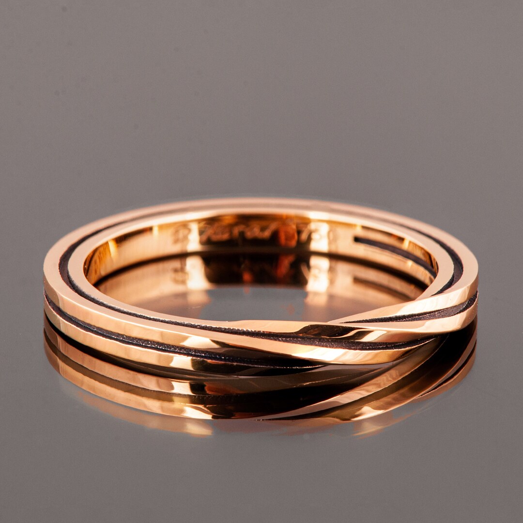 Two Tone Mobius Ring, 18K Rose Gold Mobius Ring, Wedding Ring, Wedding ...