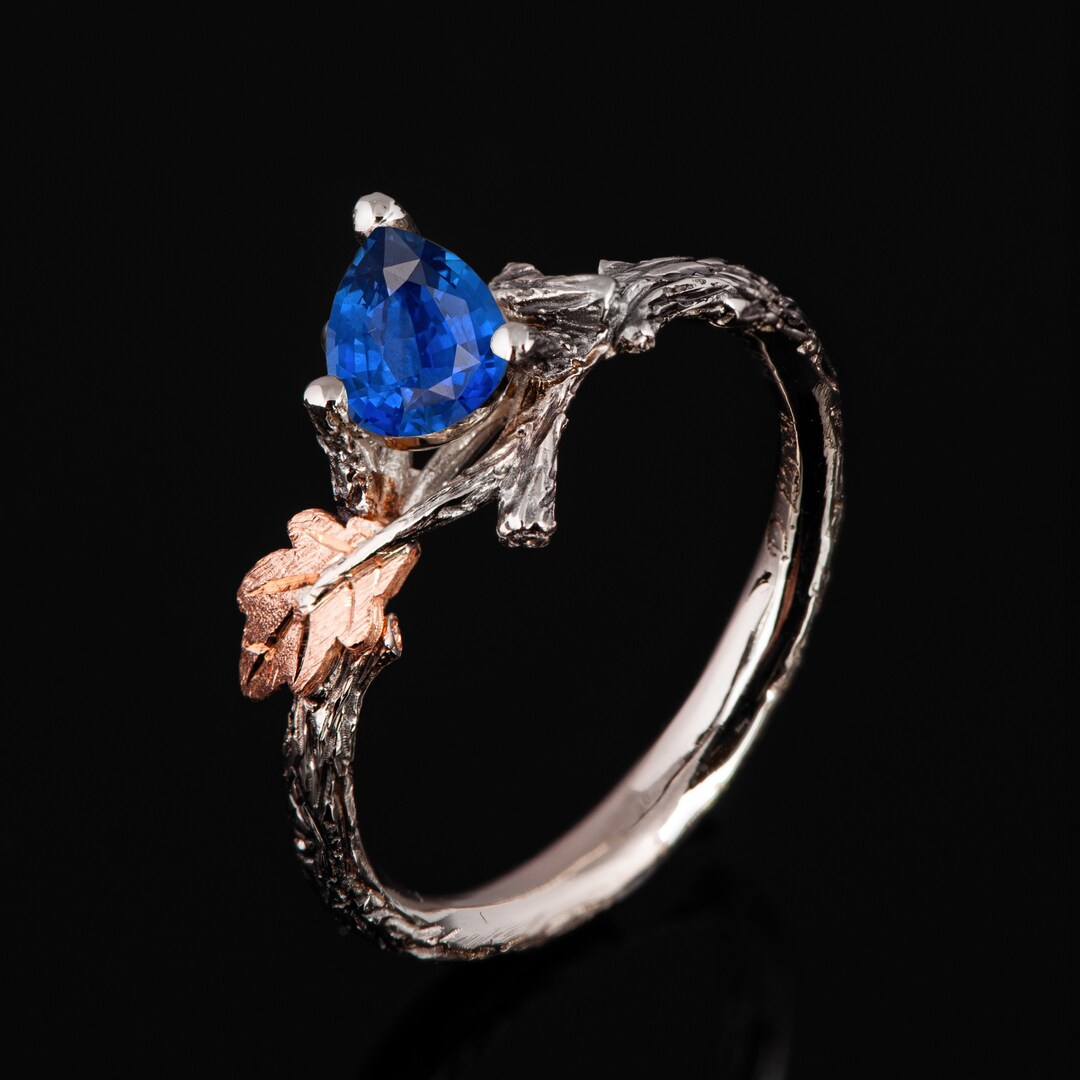 Twig and Oak Leaf Engagement Ring, Tree Engagement Ring, Oak Leaf ...