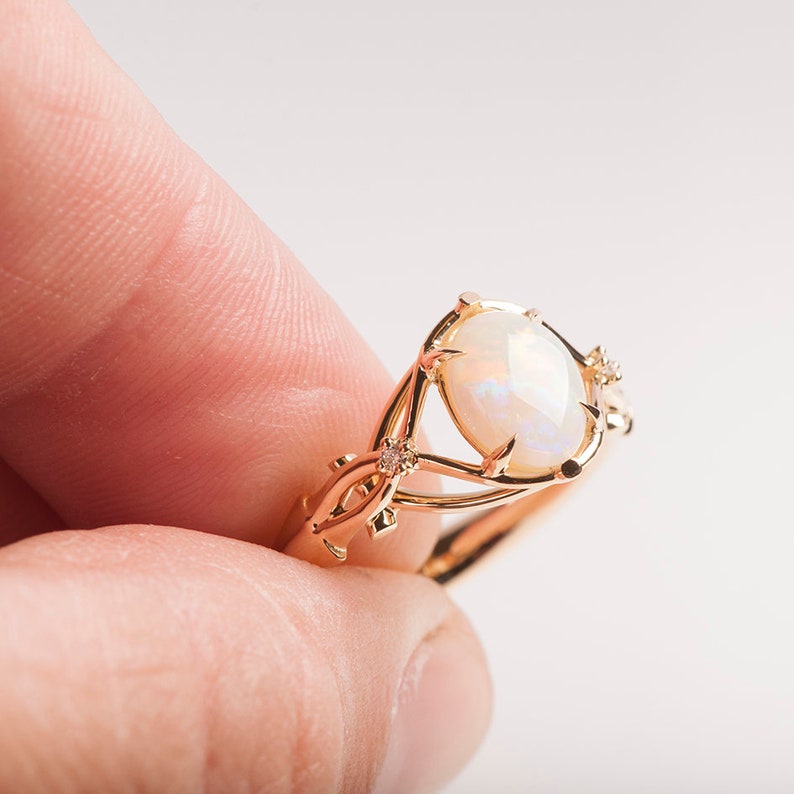 Opal Engagement Ring Opal Ring Rose Gold Opal Ring Celtic | Etsy