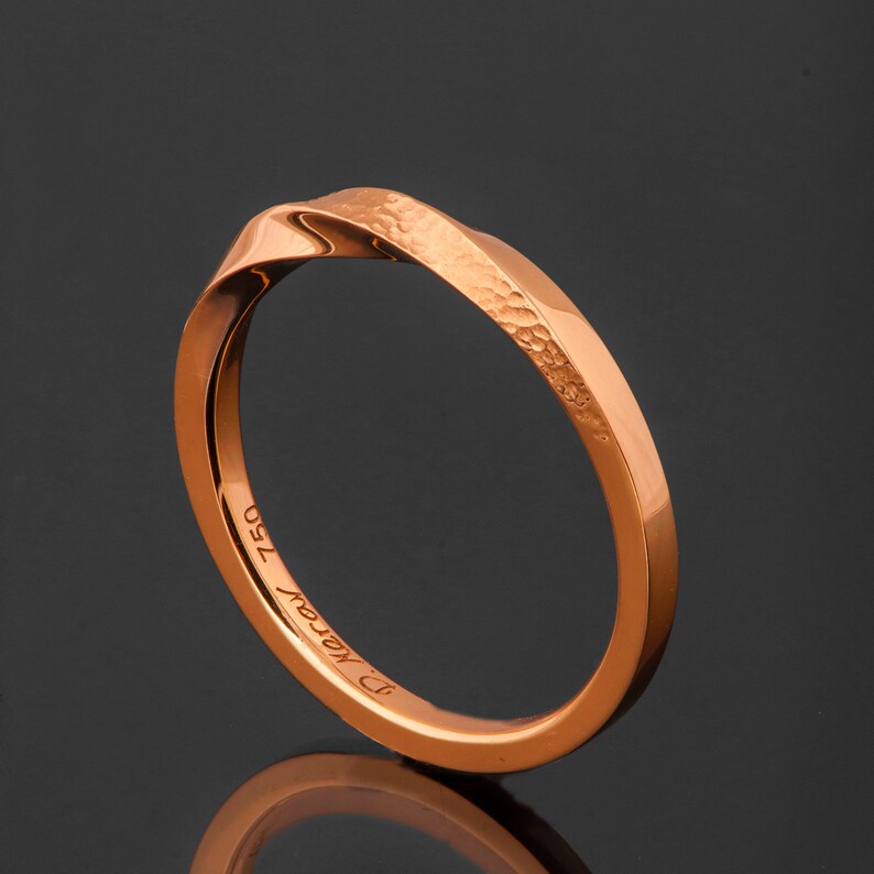 Mobius Ring 18k Rose Gold Ring Hammered Mobius Ring Wedding - Etsy