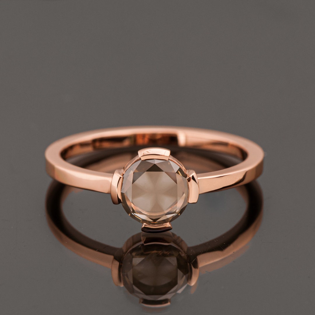 Trapiche Diamond Ring: 18k Rose Gold Asteriated Engagement Ring - Etsy