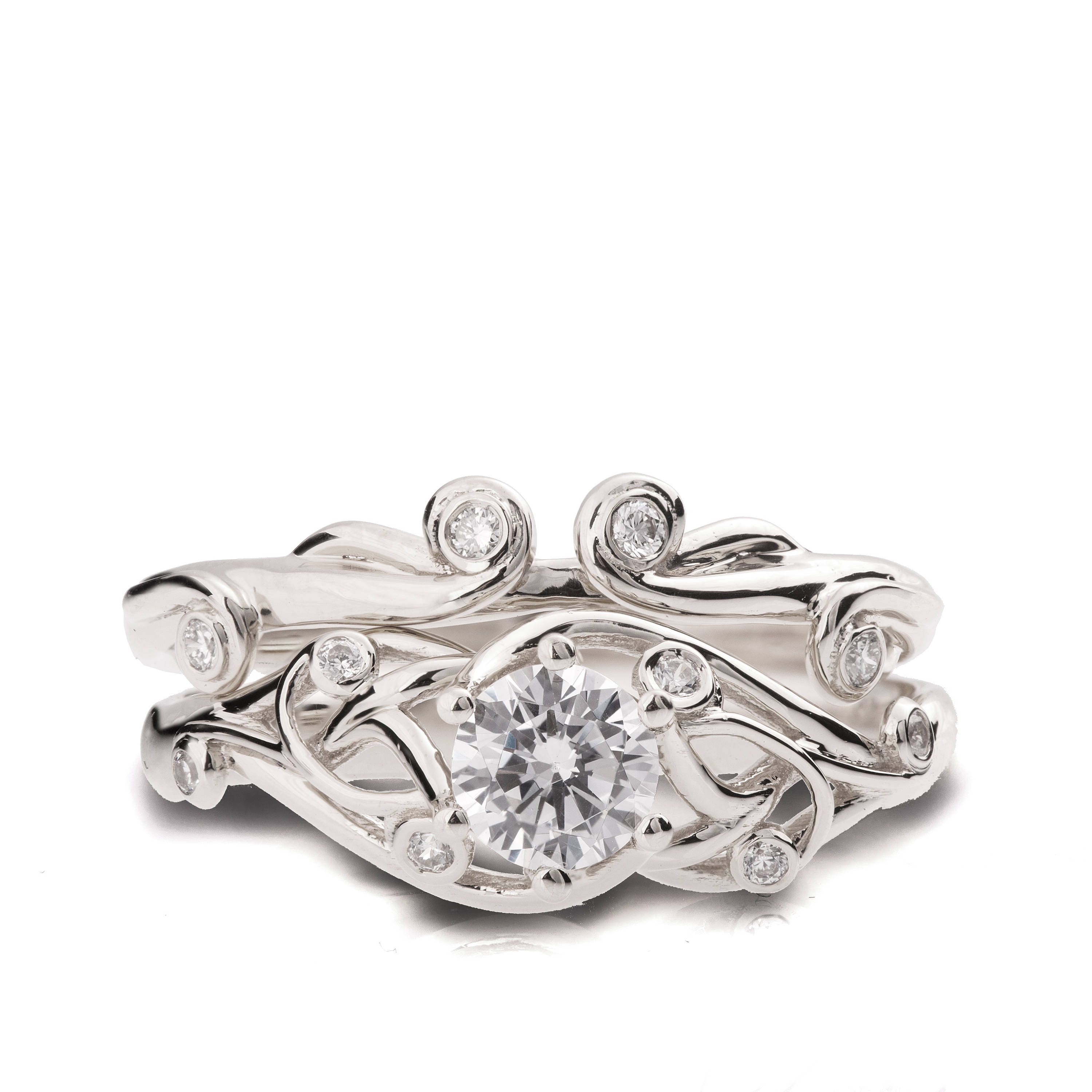 Braided Wedding Set Celtic Bridal Set White Gold and | Etsy