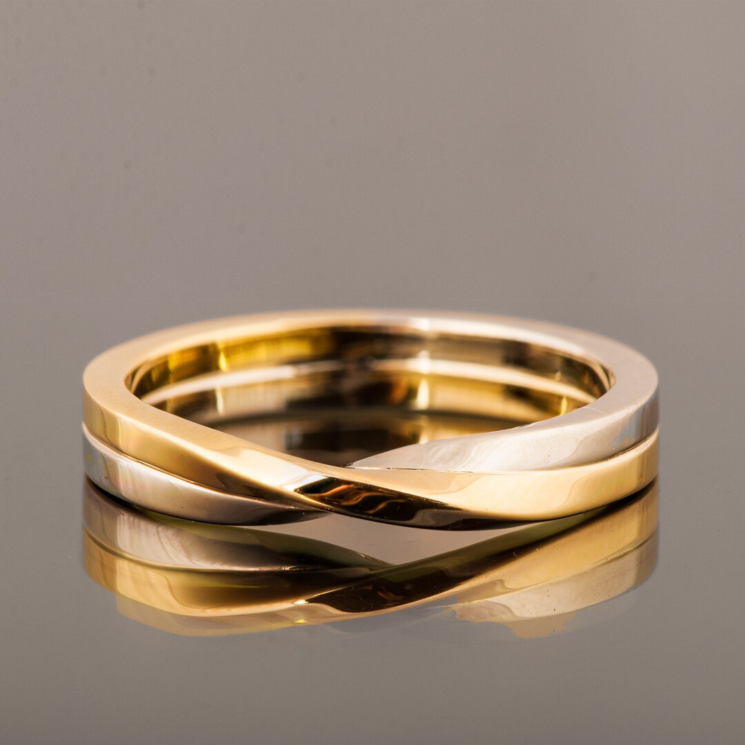 Two Tone Mobius Ring, 18K Gold Mobius Ring, Wedding Ring, Wedding Band ...