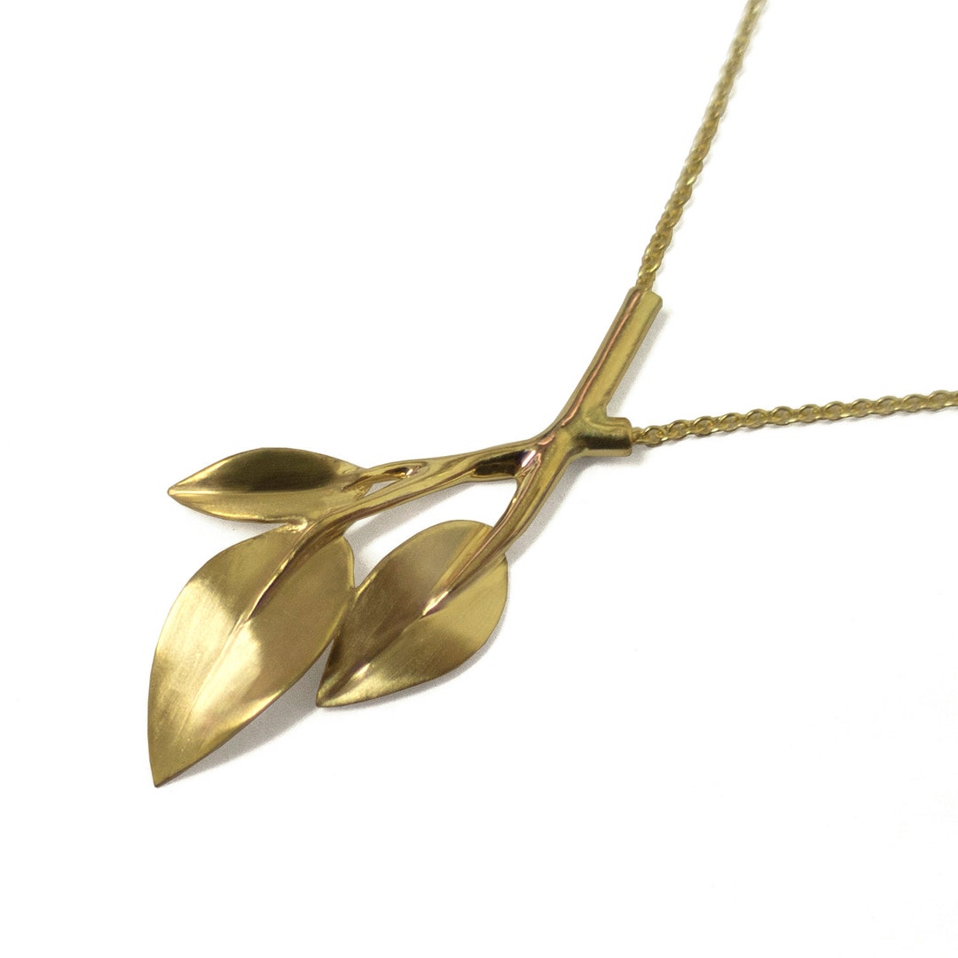 Leaves Pendant, 18K Gold Pendant, 18K Gold Necklace, Leaf Pendant ...