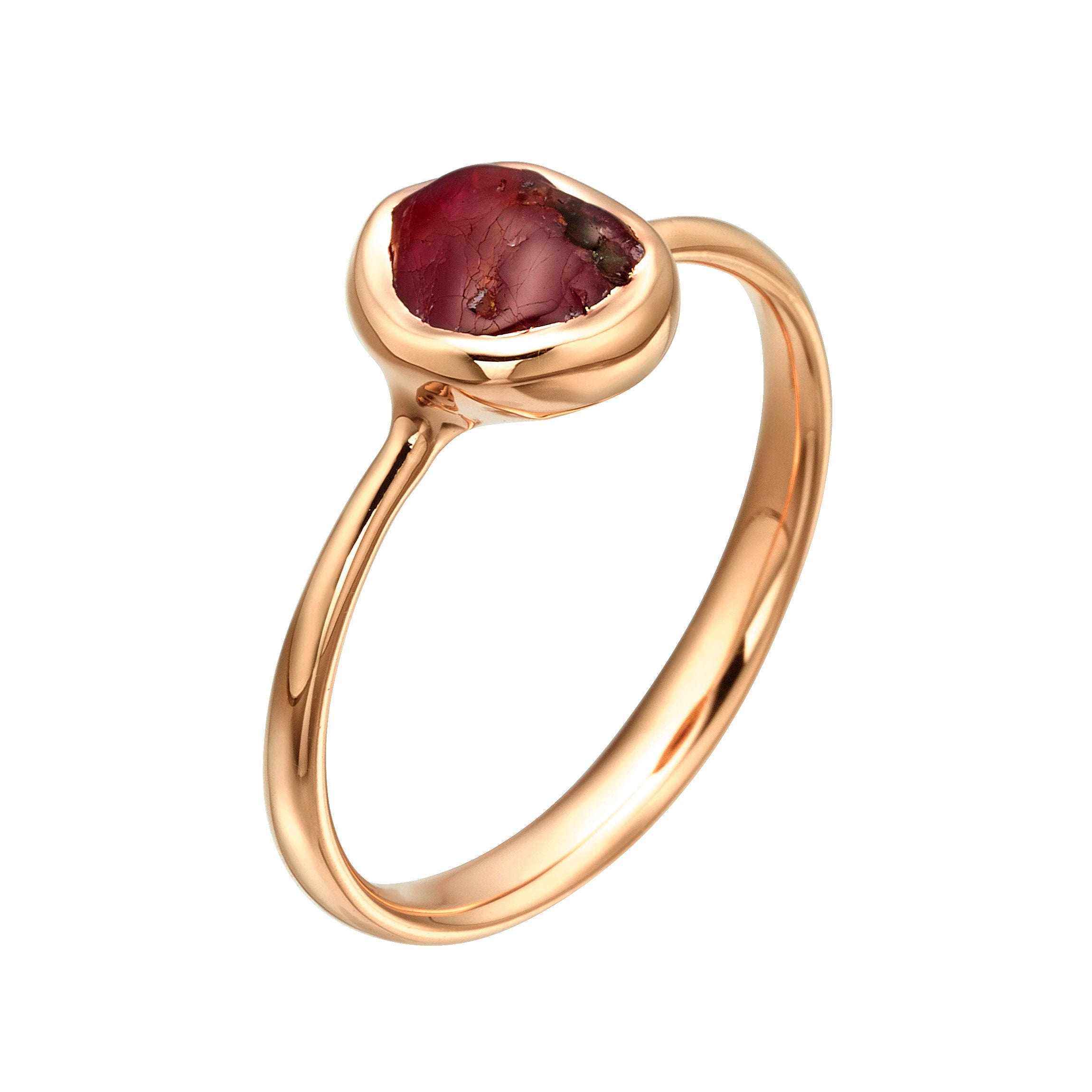 Raw Ruby Ring Rose Gold Ruby Ring Unique Engagement ring | Etsy