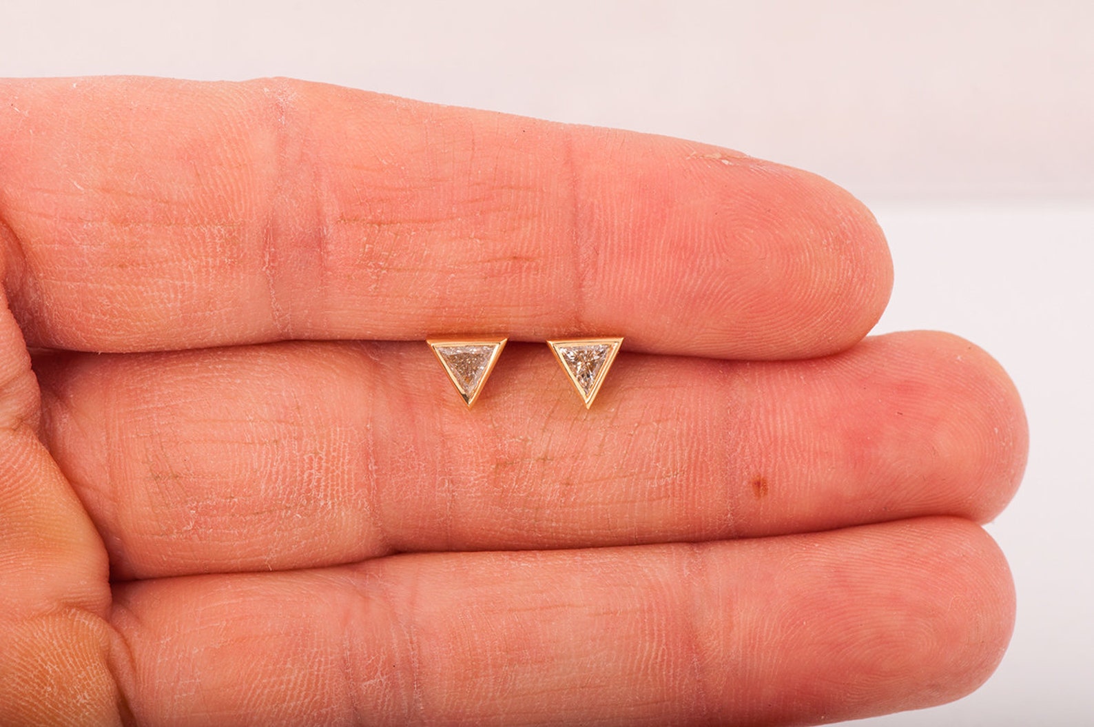 Triangle Diamond Stud Earrings - Etsy