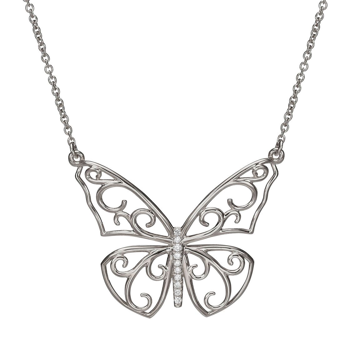 Butterfly Pendant, White Gold Butterfly Pendant, Large Butterfly ...