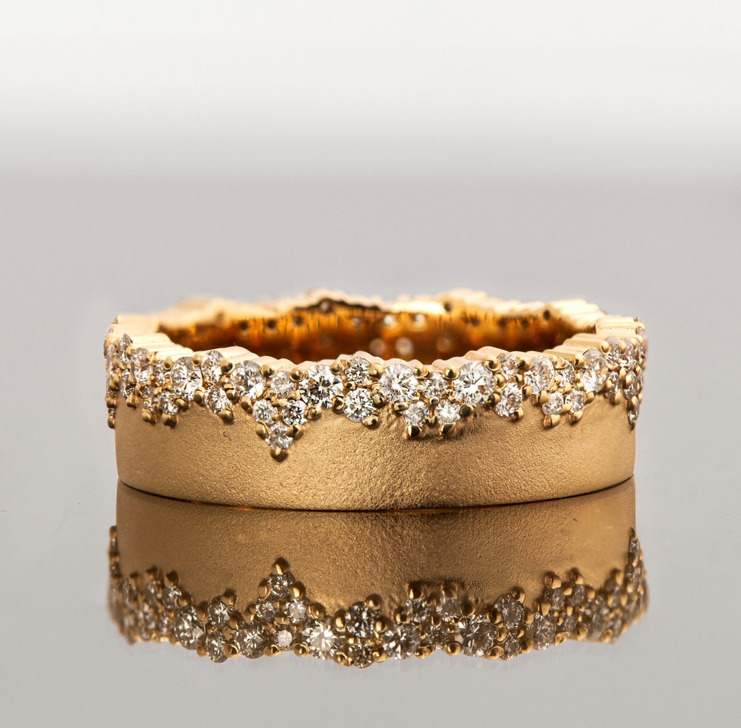 18k Gold Diamond Ring: Melted Snow Cluster, Handmade Engagement Ring - Etsy