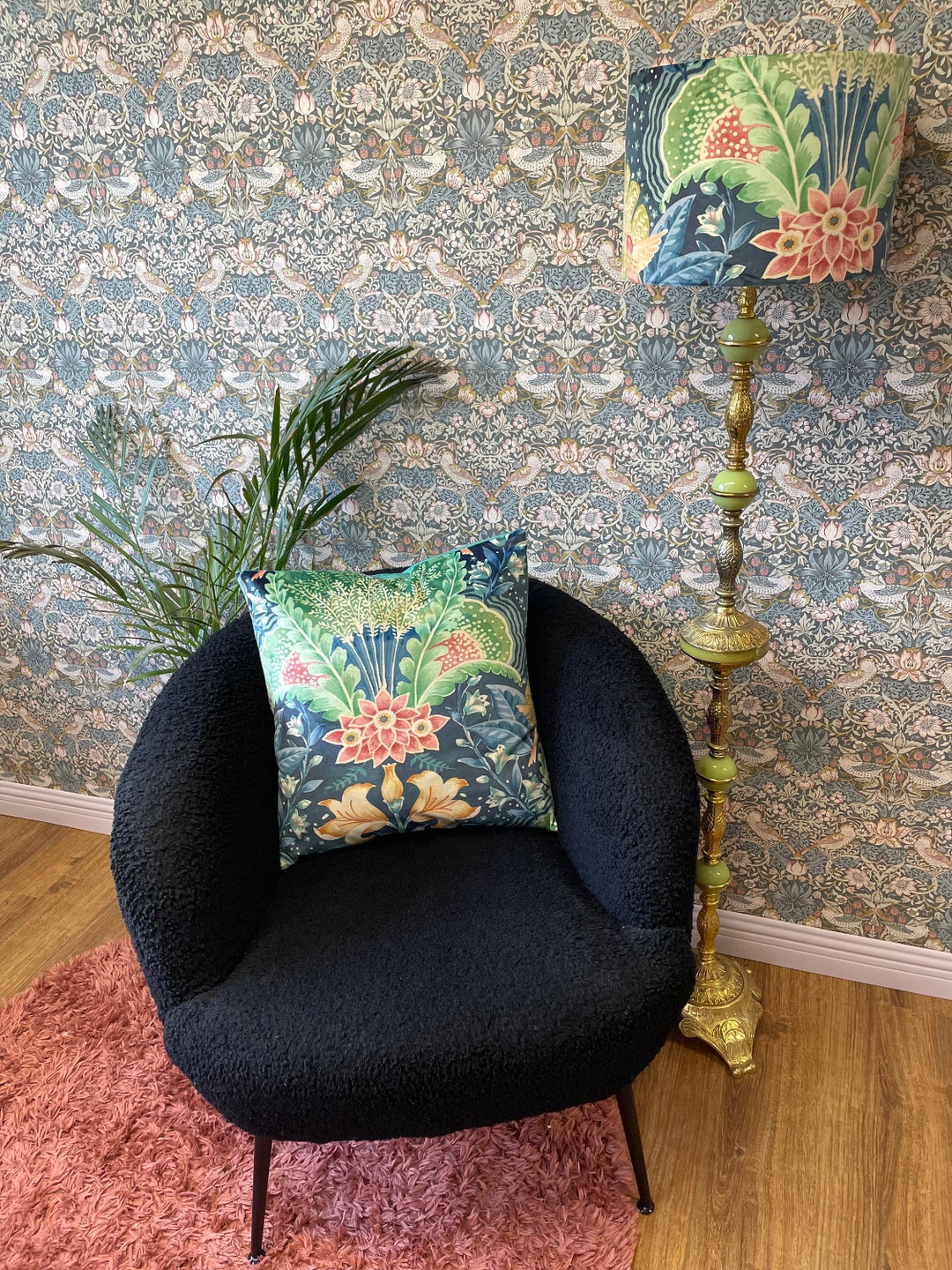 Beautiful Velvet Bird Green Blue Floral Designer ILIV Fabric Cushion ...