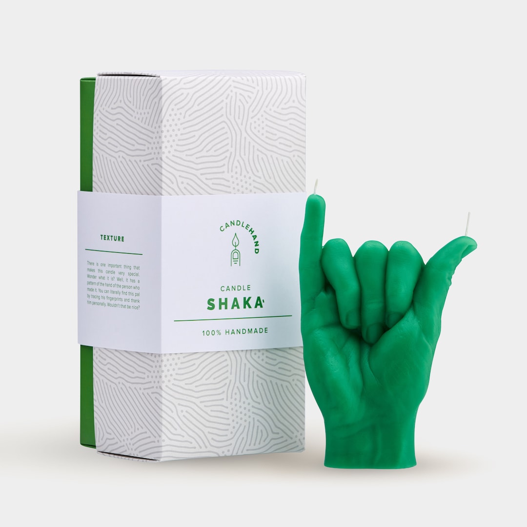 SHAKA Hand Sign Candle, Real Hand Size, Shaka Art, Surfer Gifts, Funny ...