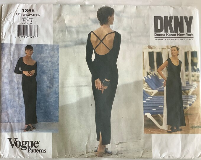 UNCUT Vogue 1365 American Designer DKNY Slimline, Bias, or Flared Maxi ...