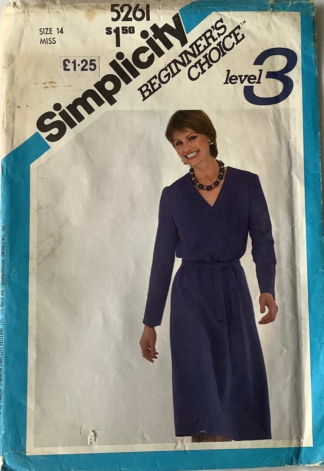 Simplicity 5261 UNCUT Vintage Slimline V-neck Dress With - Etsy