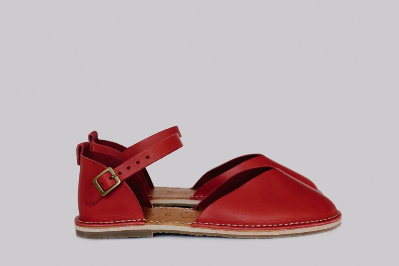 Handmade Women Sandals in Red Color, Red Leather Sandals, Summer Shoes ...