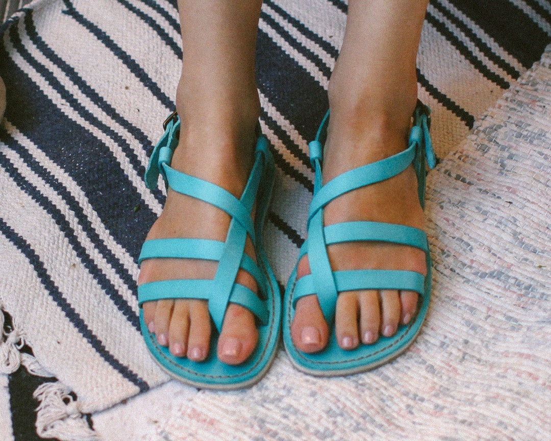 Turquoise Sandals, Leather Sandals, Gladiator Sandals, Greek Sandals ...
