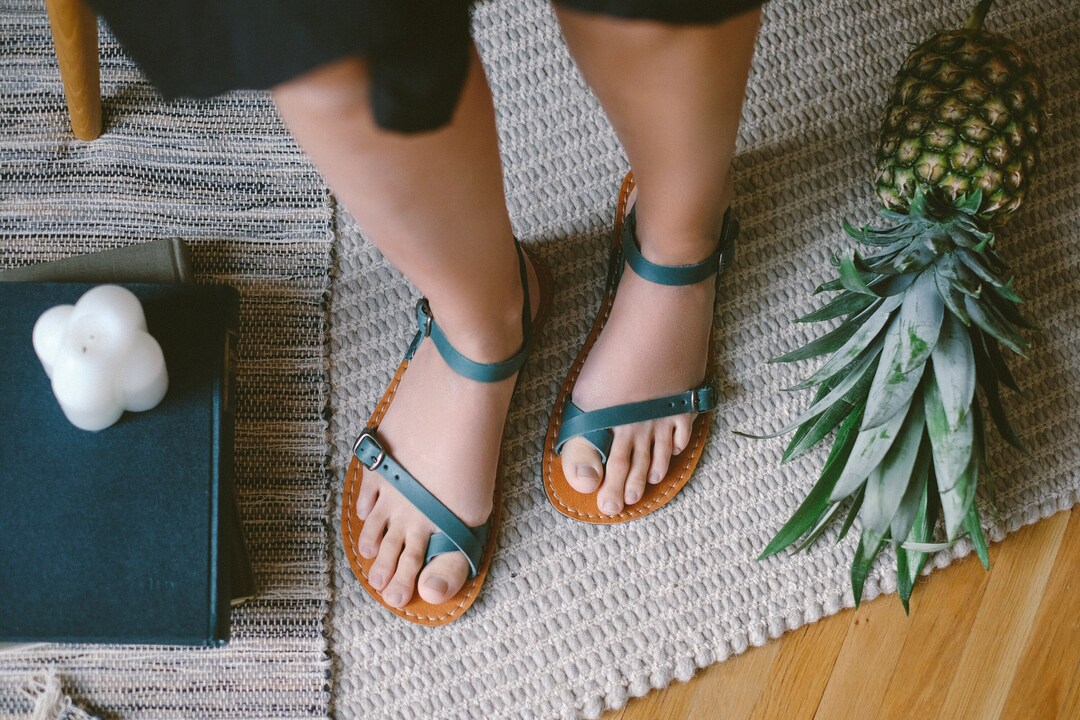 Wide Toe Box Sandals , Barefoot Sandals Women Leather, Sustainable ...