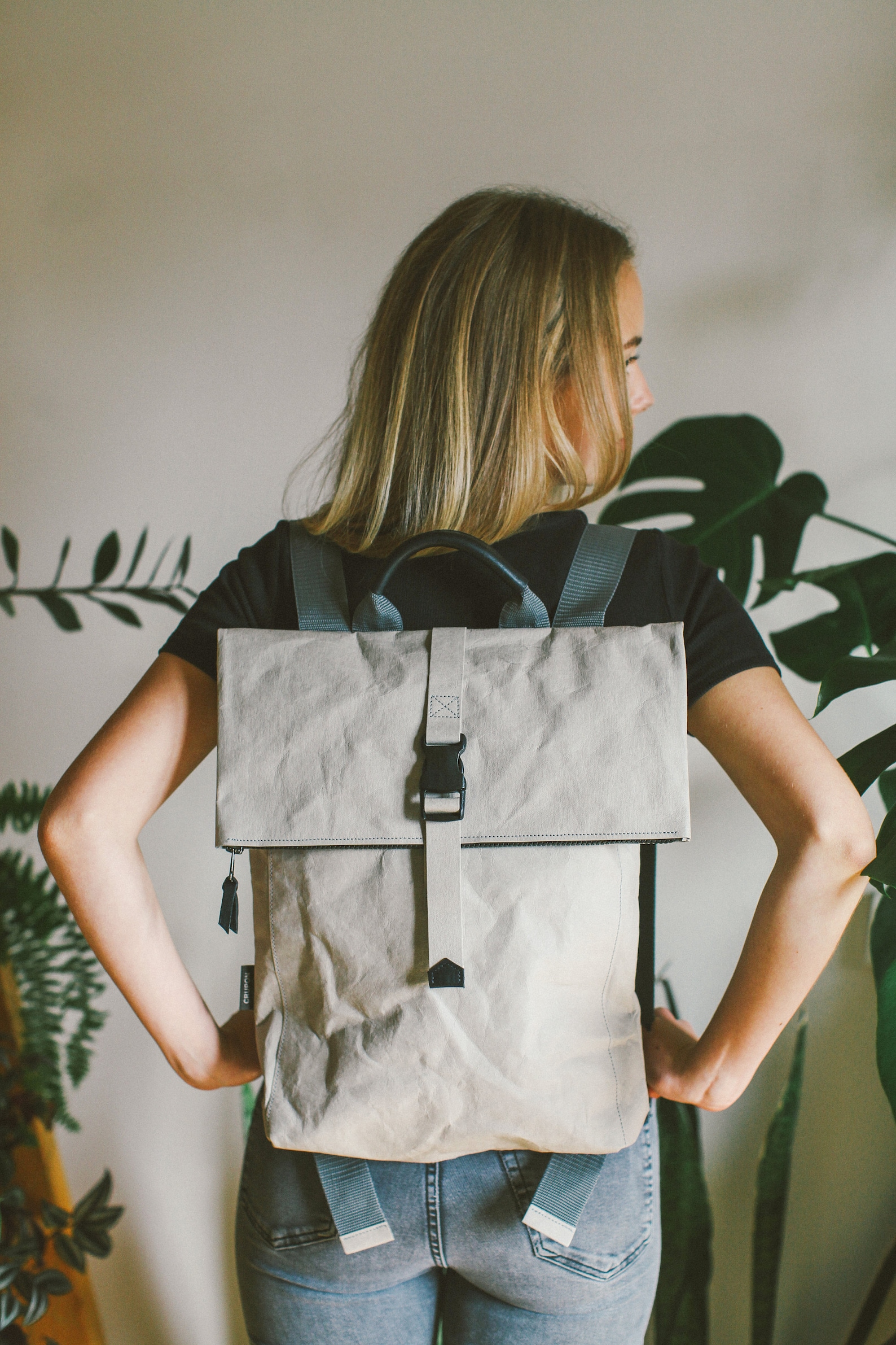 Brown Rucksack Backpack, Brown Backpack, Folded Top Backpack, Rolltop ...