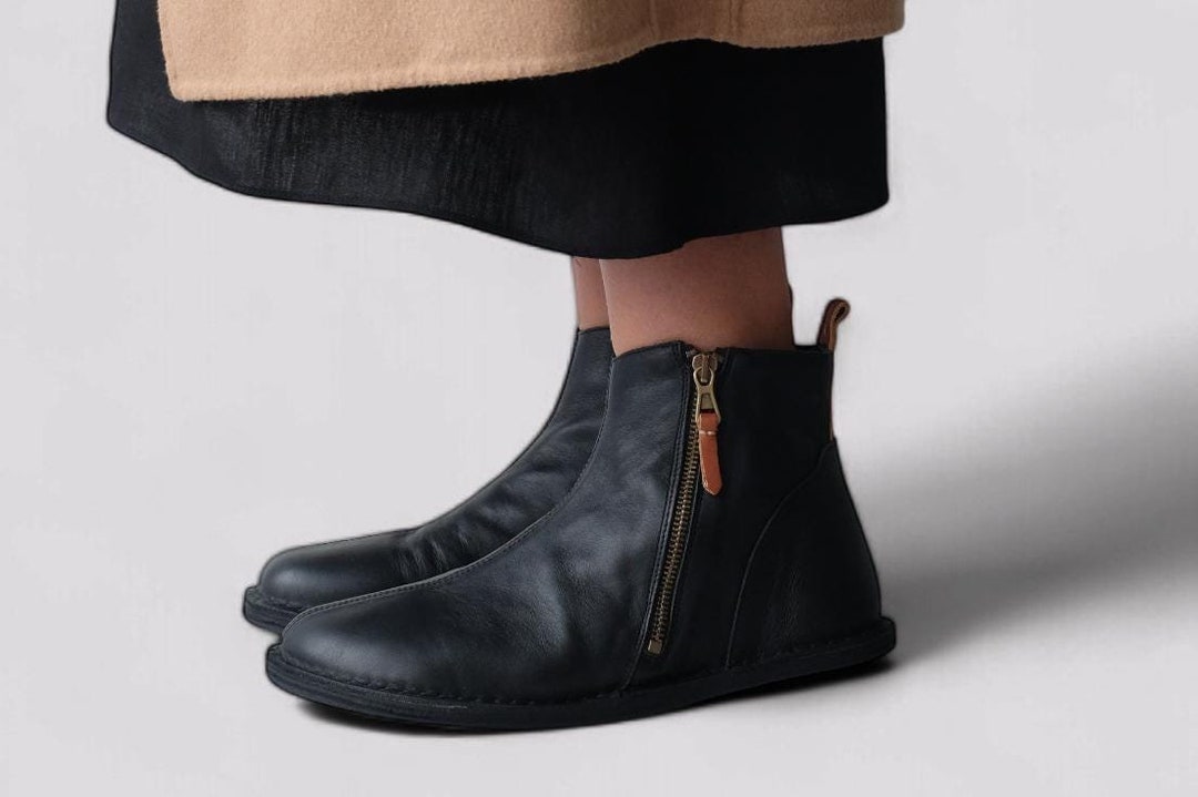 Barefoot Leather Ankle Boots, Zero Drop Boots, Minimalist Shoes, Wide ...