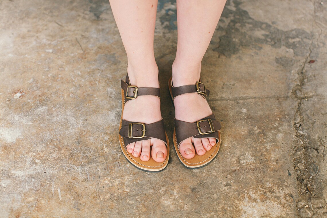 Customizable Sustainable Sandals, Vintage Brown Leather Sandals ...