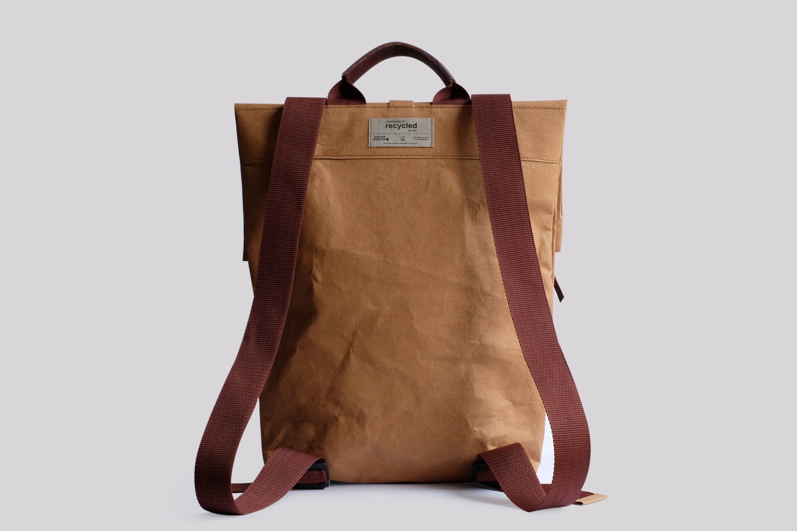 Brown Rucksack Backpack, Brown Backpack, Folded Top Backpack, Rolltop ...