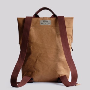 Brown Rucksack Backpack, Brown Backpack, Folded Top Backpack, Rolltop ...