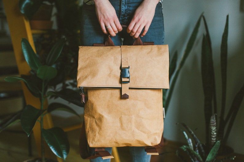 Brown Rucksack Backpack Brown Backpack Folded Top Backpack - Etsy