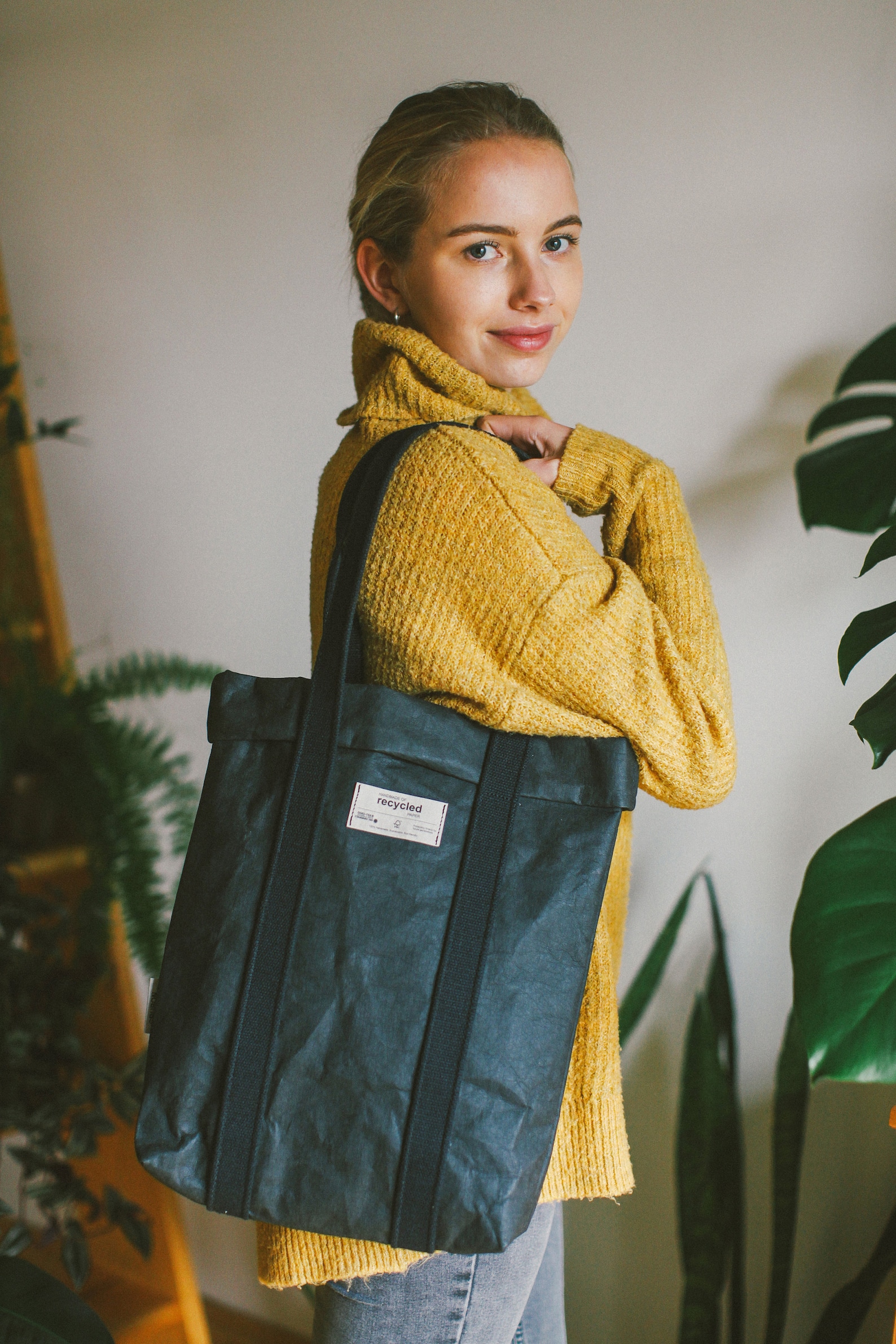 Black Tote Bag Eco Friendly Tote Bag Vegan Tote Bag | Etsy