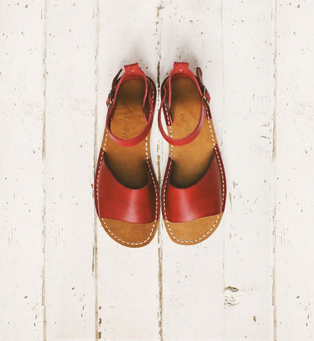 Red Leather Sandals, Summer Shoes, Leather Sandals, Women Sandals ...