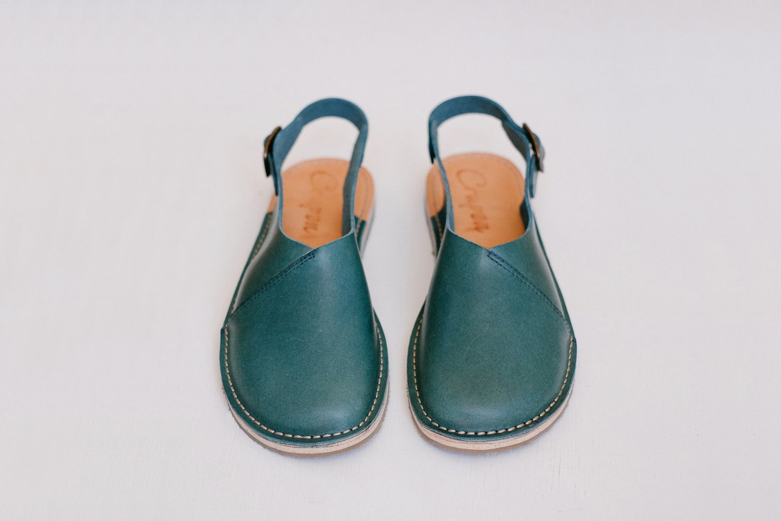 Summer Sandals Slingbacks Green Blue Leather Sandalsleather | Etsy