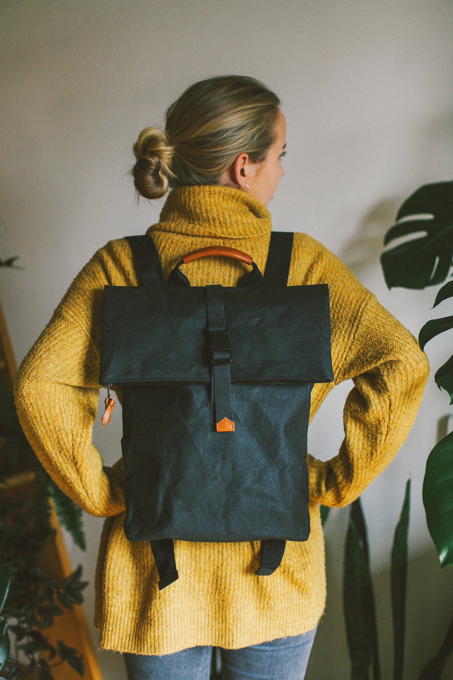 Brown Rucksack Backpack Brown Backpack Folded Top Backpack - Etsy