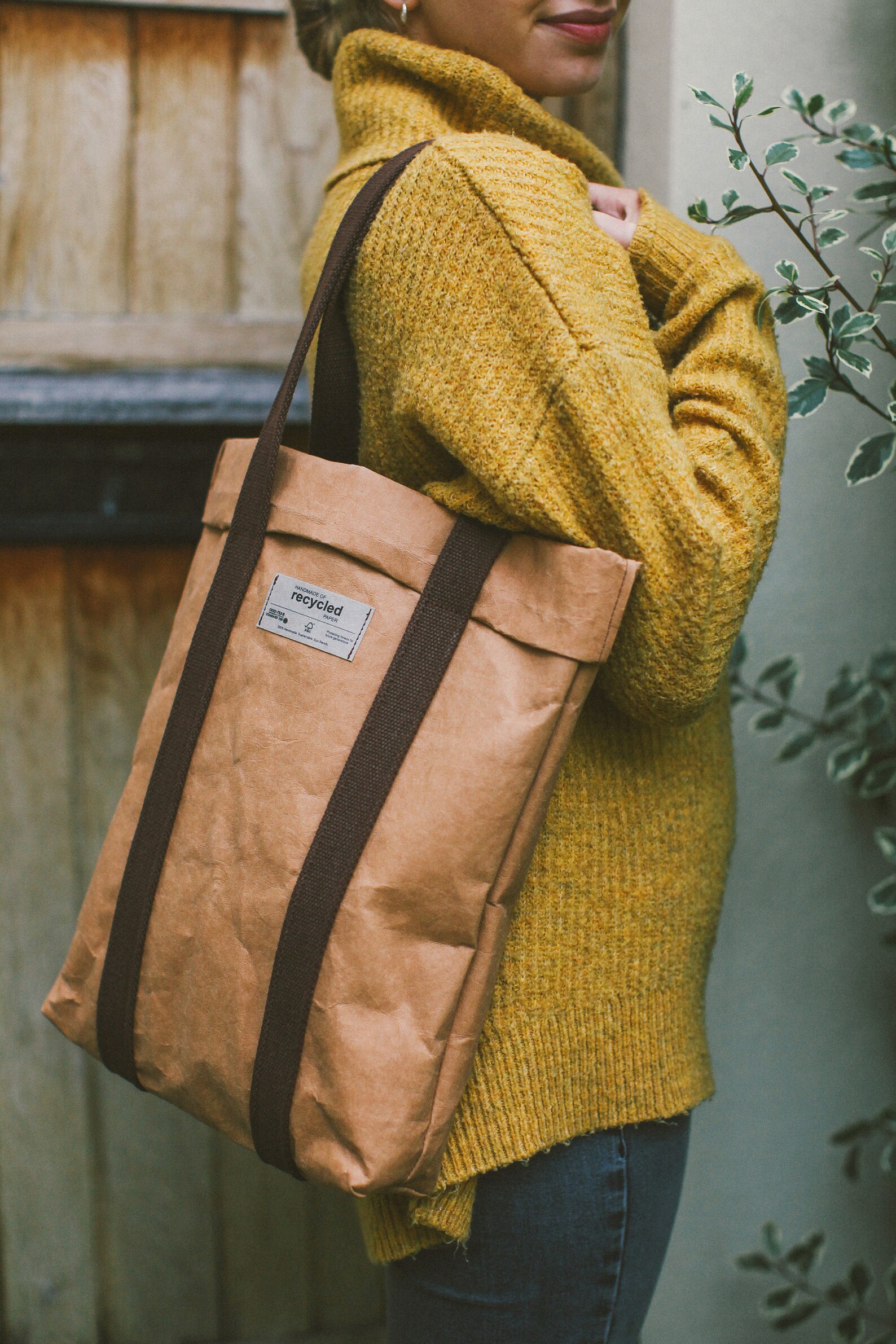Brown Eco Friendly Bag Brown Tote Bag Vegan Tote Bag Brown | Etsy