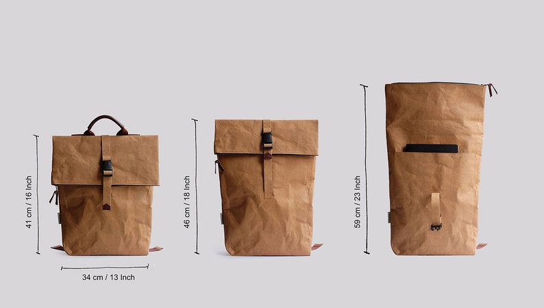 Brown Rucksack Backpack Brown Backpack Folded Top Backpack | Etsy