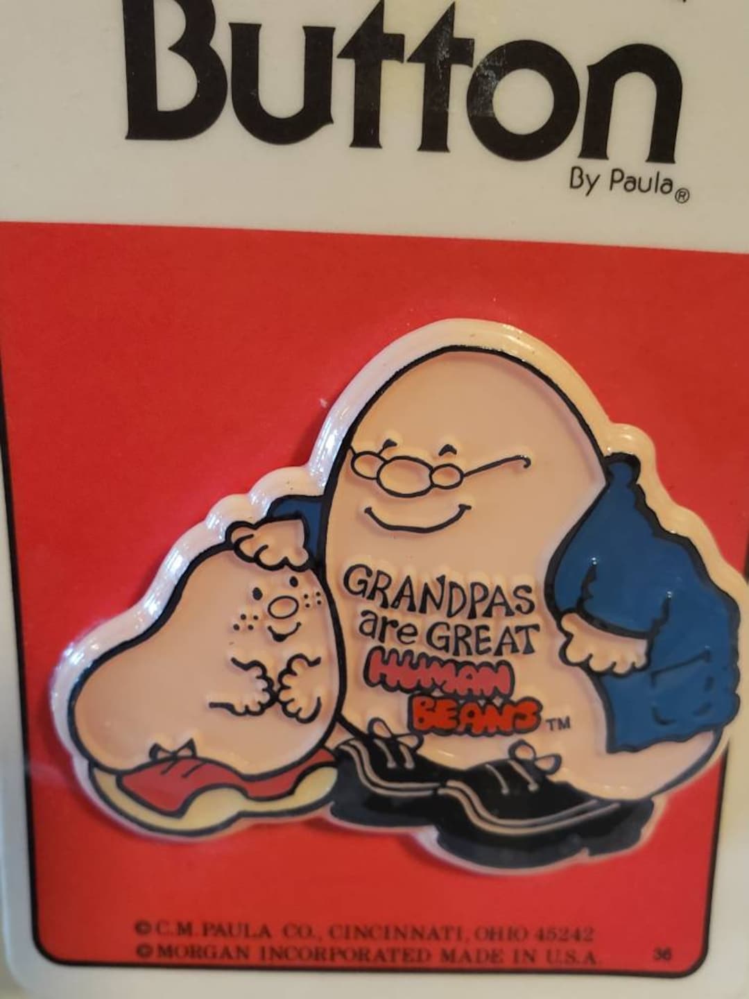 Vintage 1980s Human Bean by Paula Lapel Pin Grandpa's Are Great Human ...