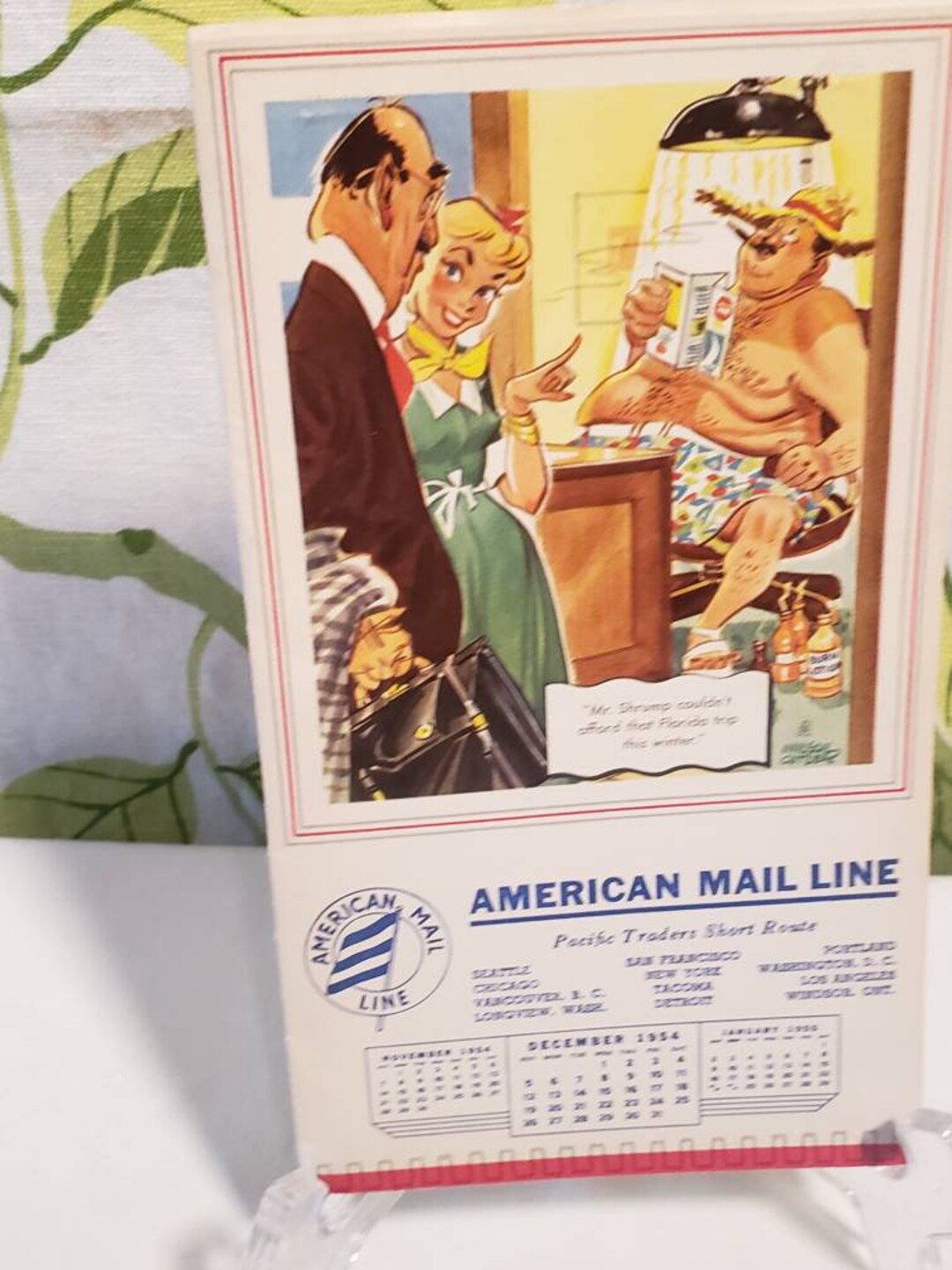 Vintage 1954 American Mail Line Pacific Trader Short Route Advertising ...
