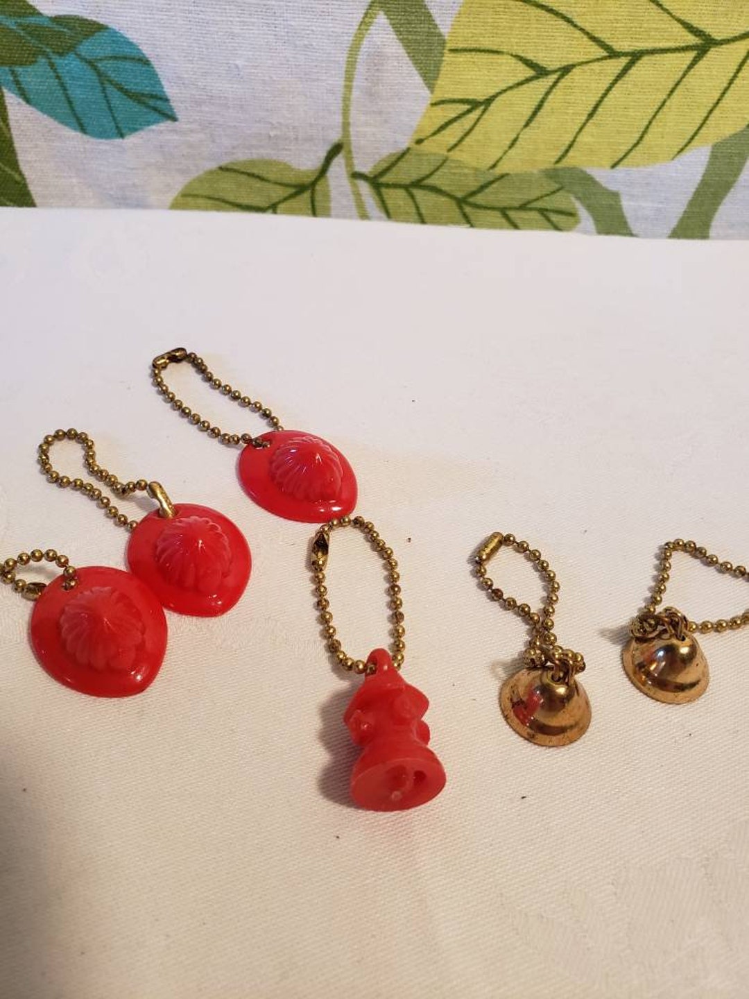 Vintage Key Chains Red Fireman Hat, Fire Hydrant and Bell Key Chains ...