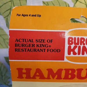 Vintage 1992 Burger King Play Food Hamburger NOS - Etsy