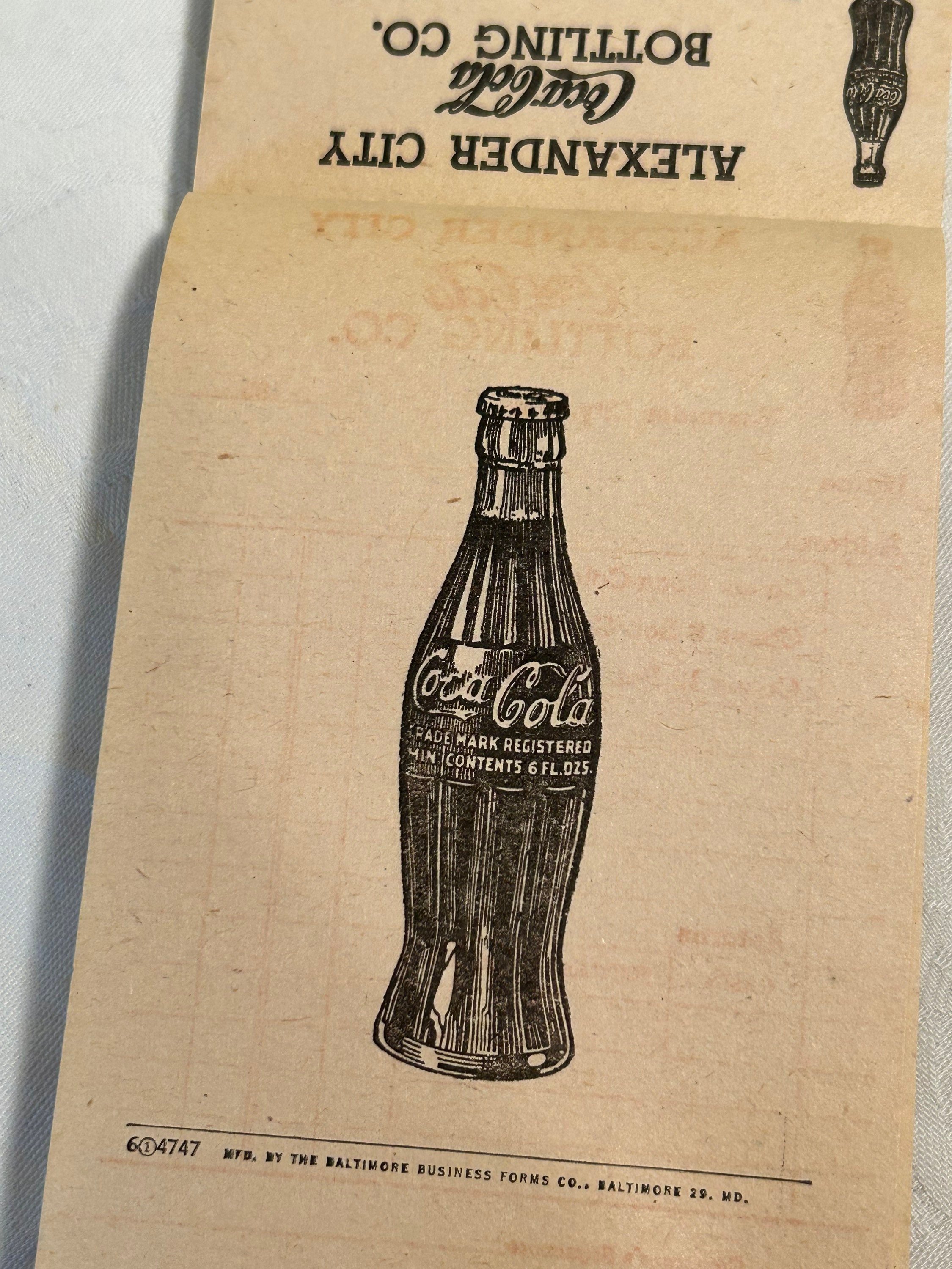 Vintage 1940s 1950s Coca Cola Receipt Order Pad Book Alexander City ...