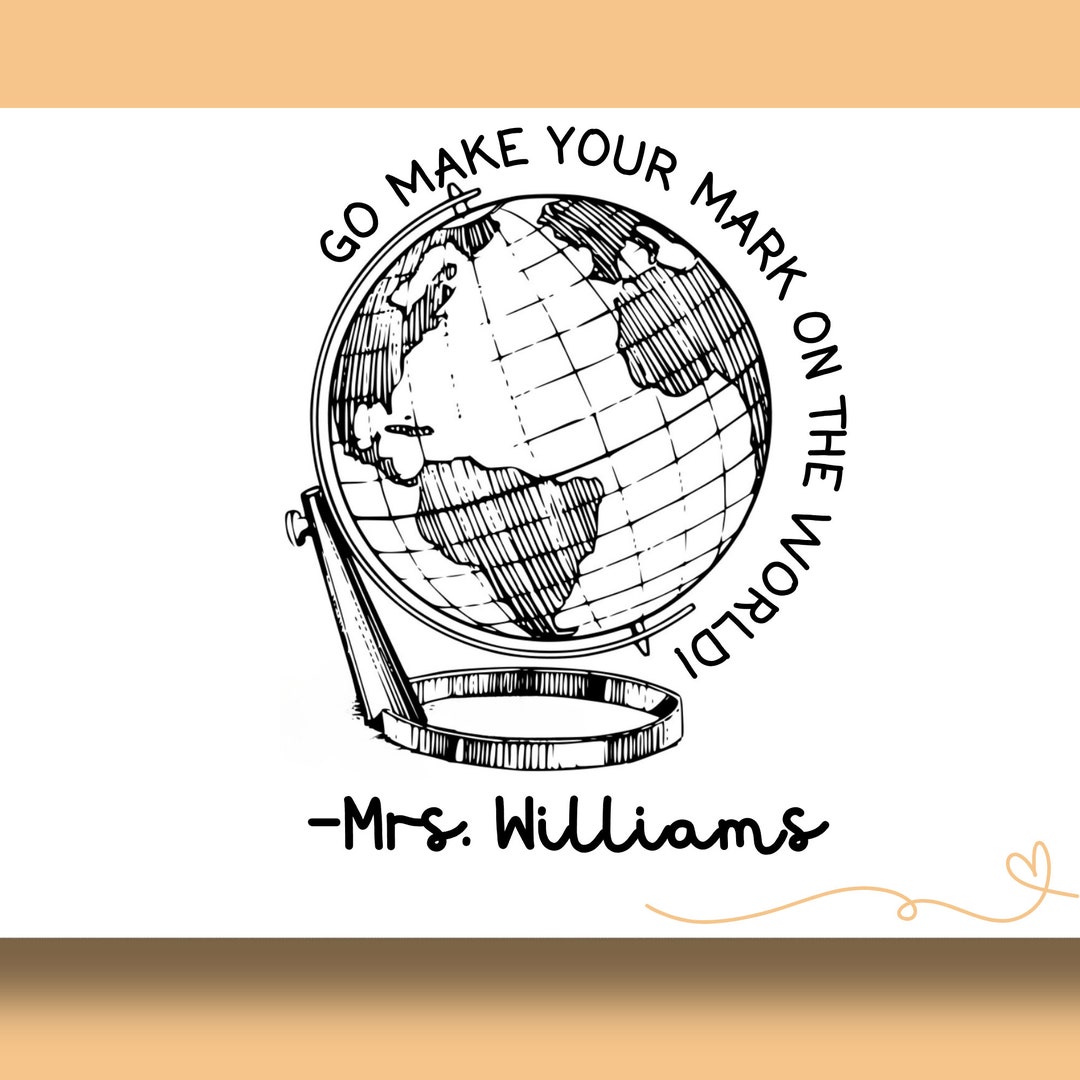 World Globe Teacher Yearbook Stamp | Self Inking | Custom - Etsy