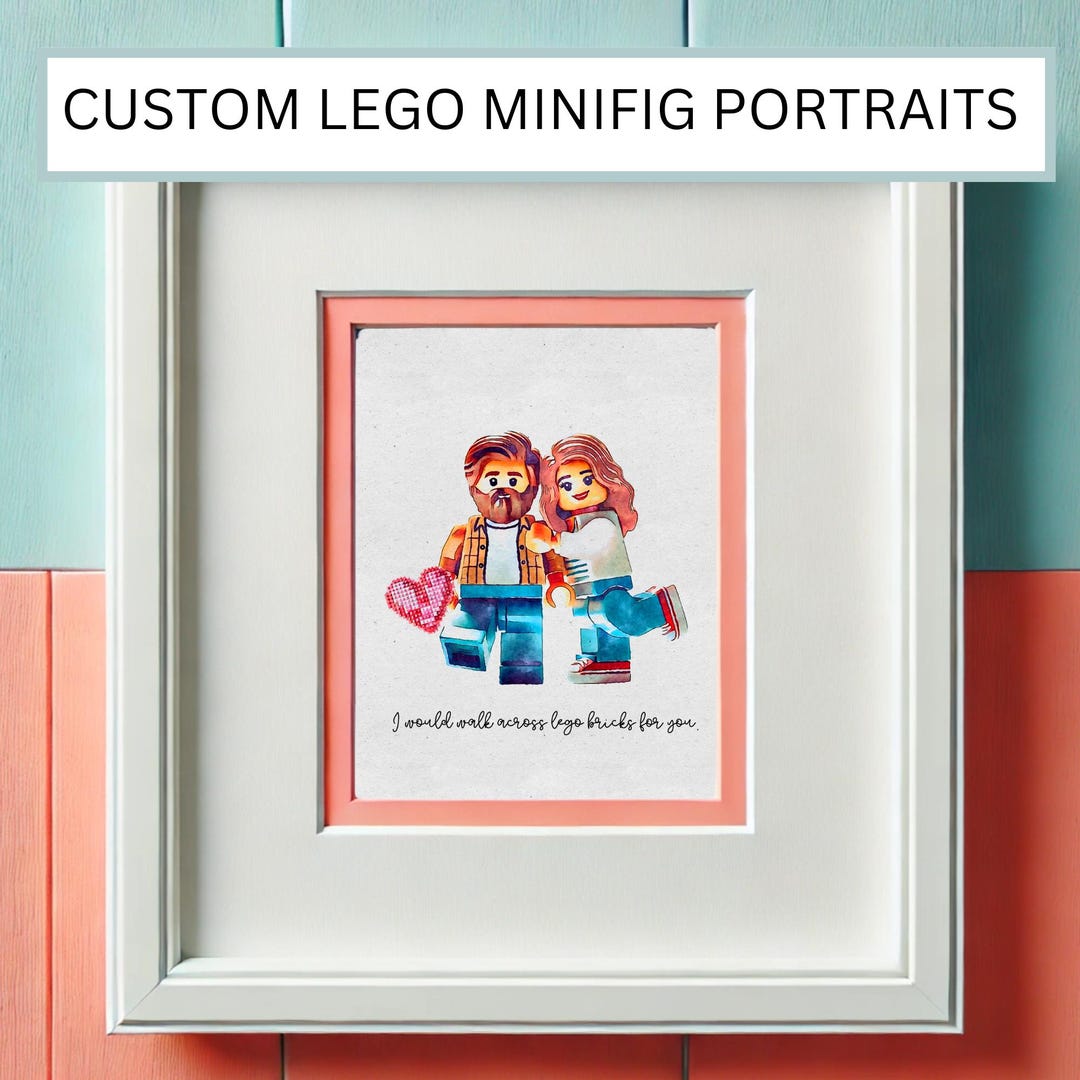 PERSONALIZED Custom LEGO Minifig Portrait digital Download Watercolor ...