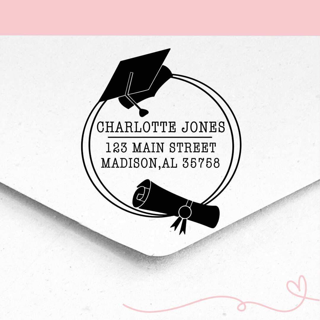 Cap and Diploma Self Inking Mailing Address Stamp | 2025 Graduation ...