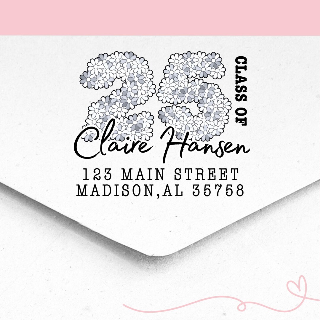 Floral Self Inking Mailing Address Stamp | 2025 Graduation Announcement ...