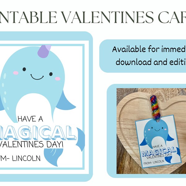 Narwhal Valentine - Etsy