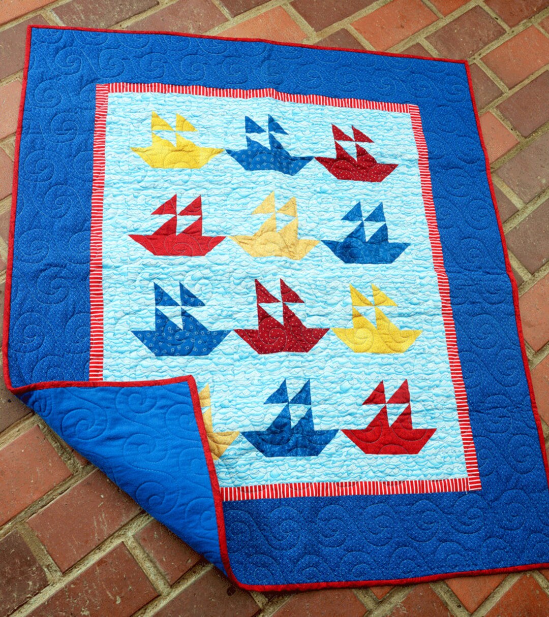 Sail Boats Patchwork Baby Cot Quilt - Etsy Australia