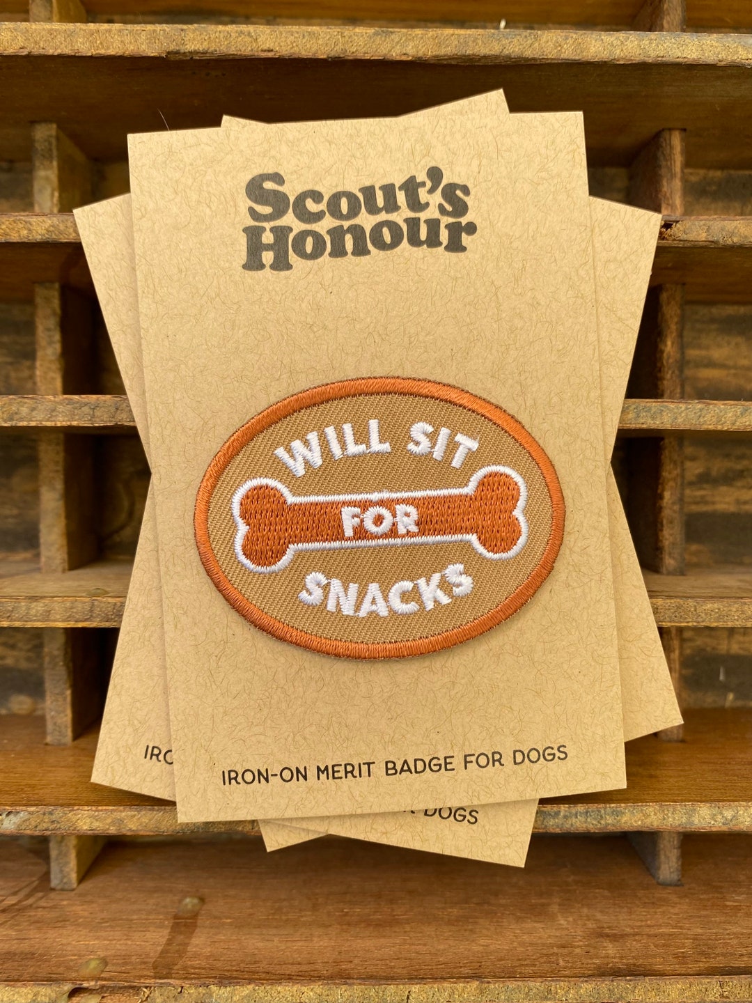 Will Sit for Snacks Embroidered Iron-on Patch | Dog Merit Badge - Etsy
