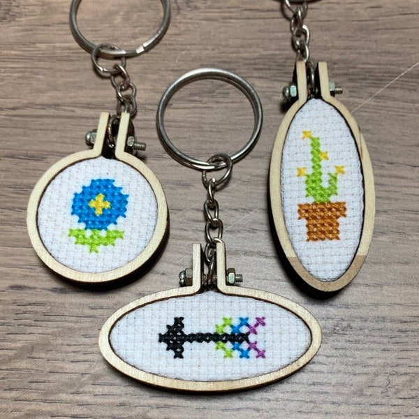 Cross Stitch Keychains - Etsy