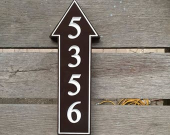 Custom Carved Arrow Shaped House Number Sign Pointing Left or | Etsy