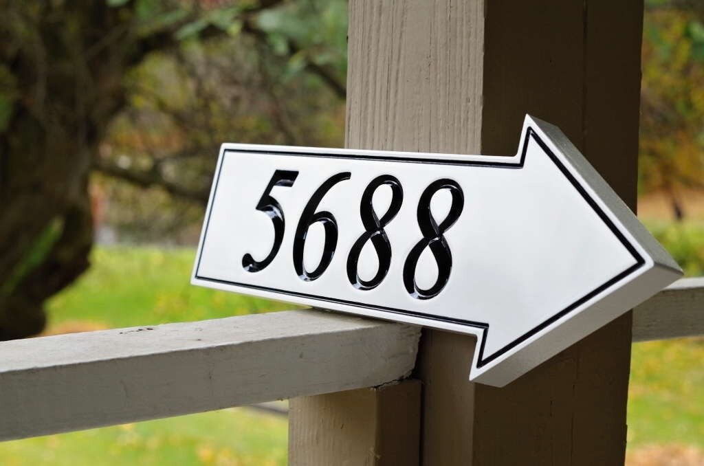 Custom Carved Arrow Shaped House Number Sign Pointing Left, Right, up ...