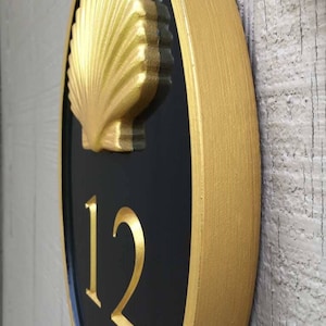 House Number Sign With Realistic Scallop Shell - Carved Street Address ...