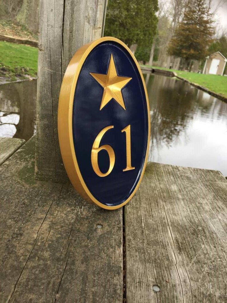 Carved Street Address Plaque / House Number With Star or Other - Etsy